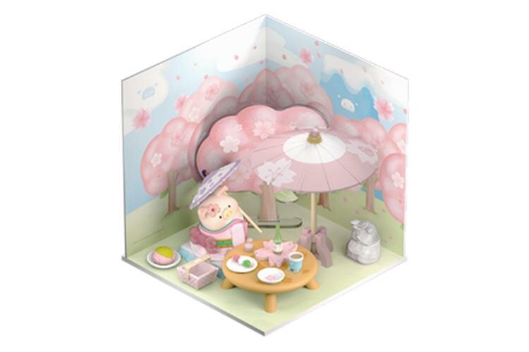 Набор игрушек унисекс 52TOYS LULU Pig Canned Food Pig LuLu Cherry Blossom Viewing and Cherry Blossom Festival Scene Set