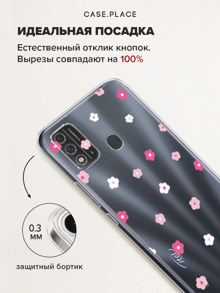 Чехол на Itel A48 / Ител А48 с принтом "Весенние цветочки рисунок", прозрачный — фото 1