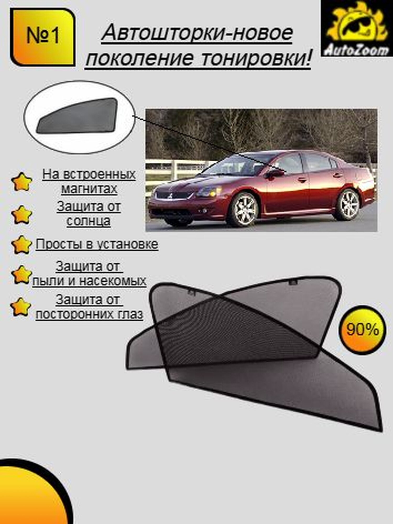 Автошторки магнитные для Mitsubishi Galant IX поколение (2003-2012г. в.), (Митсубиши Галант )на передние двери 2 шт