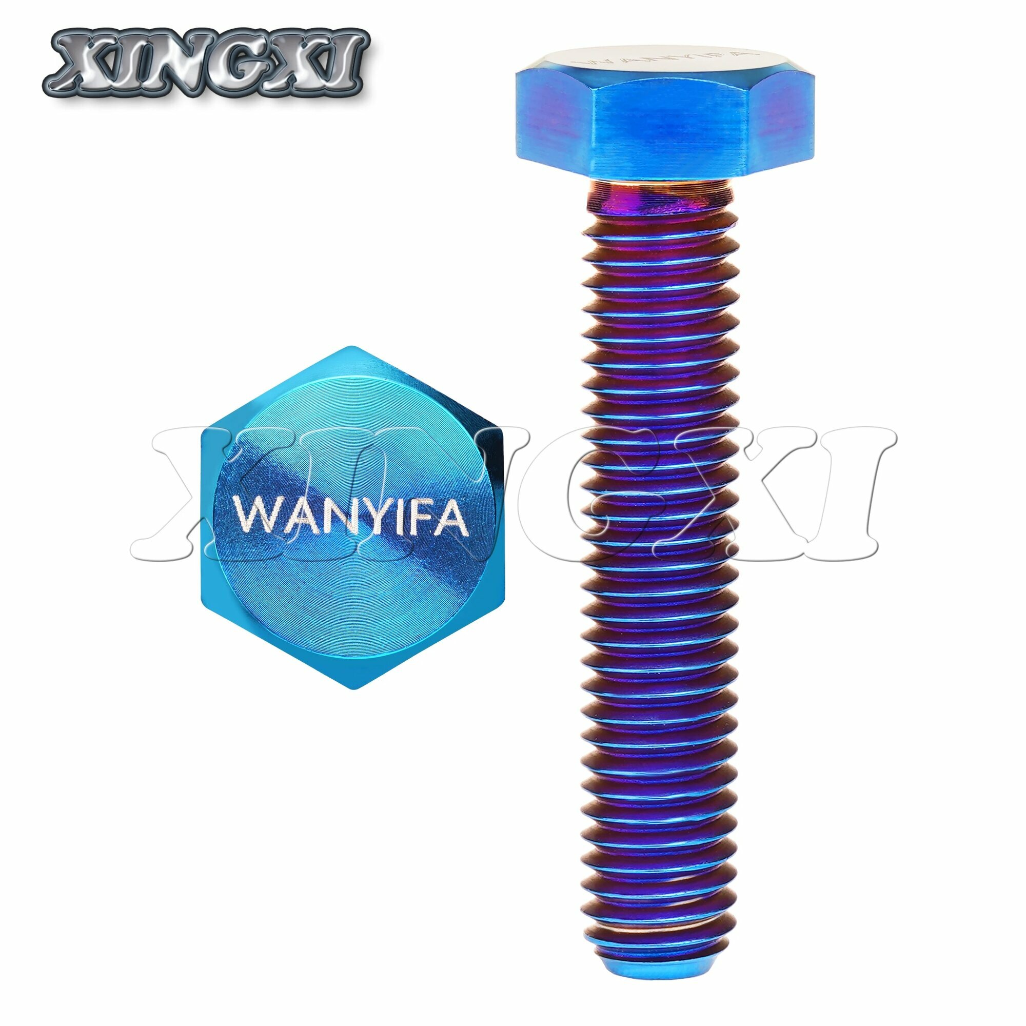 Xingxi DIN933 Титановый болт M6/M8x10-80 мм с плоской головкой M8, Burn blue, 80 мм