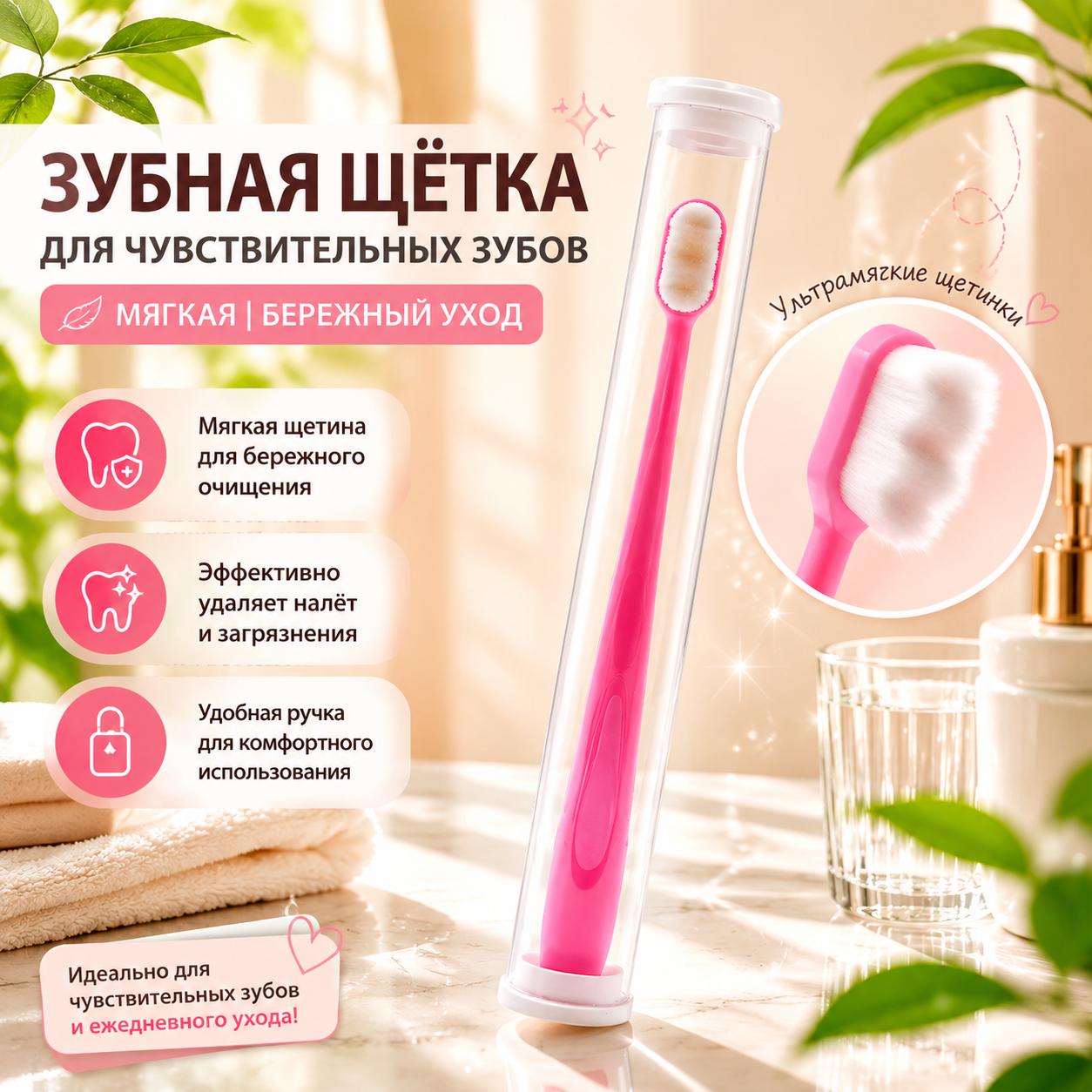Зубная щетка lacalut pure média 3 шт. branco pпрямая розовая