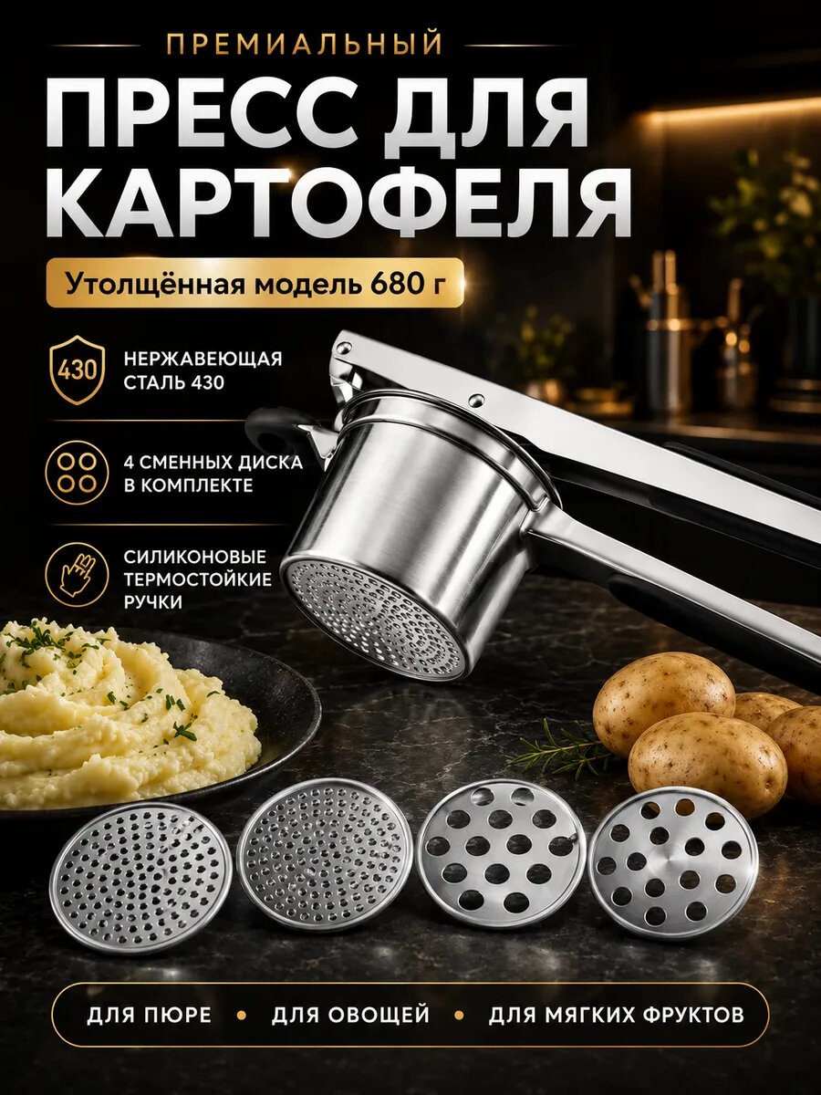 Пресс толкушка для пюре из нержавеющей стали
