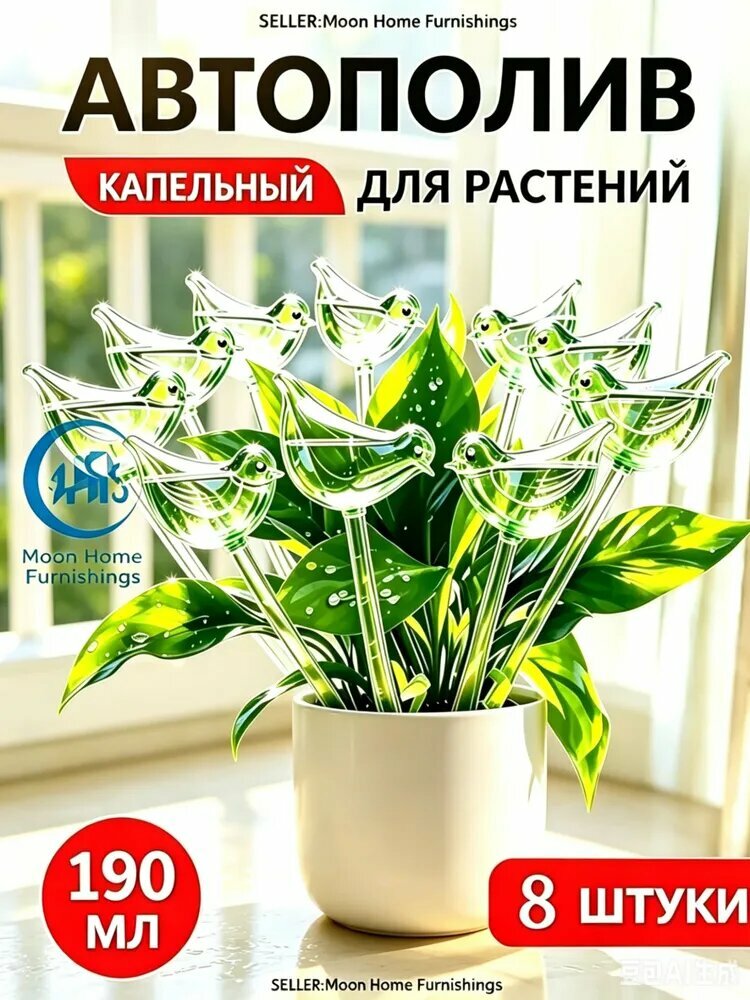Кашпо "Автополив", с автополивом, 8 штук, прозрачные, 6,5см.
