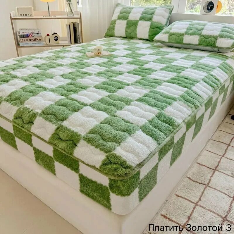 Простыня на резинке плотный арктический бархат 200 г, Фланель, 150x200 см