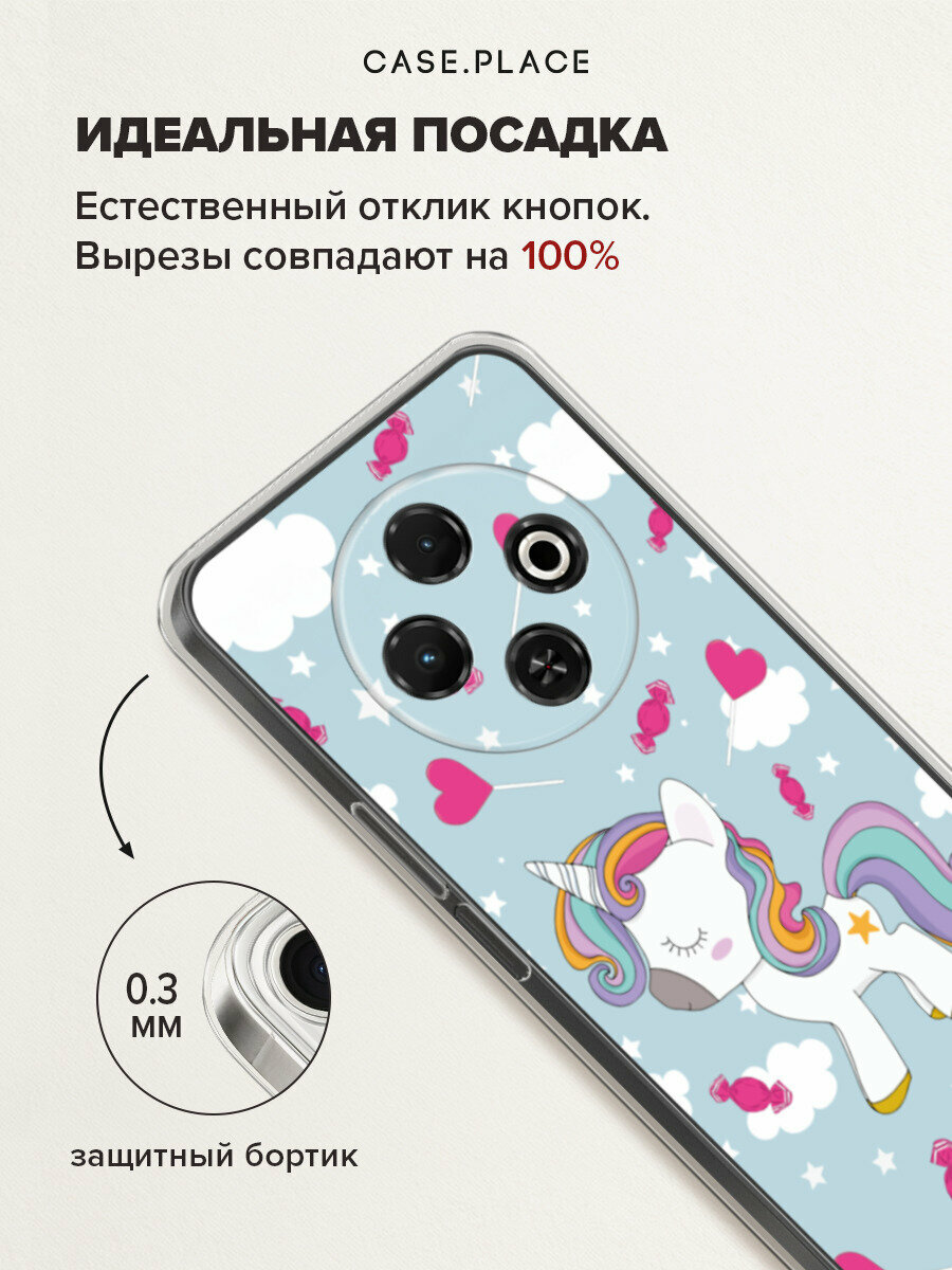 Чехол на Tecno Spark 30C / Текно Спарк 30C с принтом "Сладкий единорожек" — фото 1