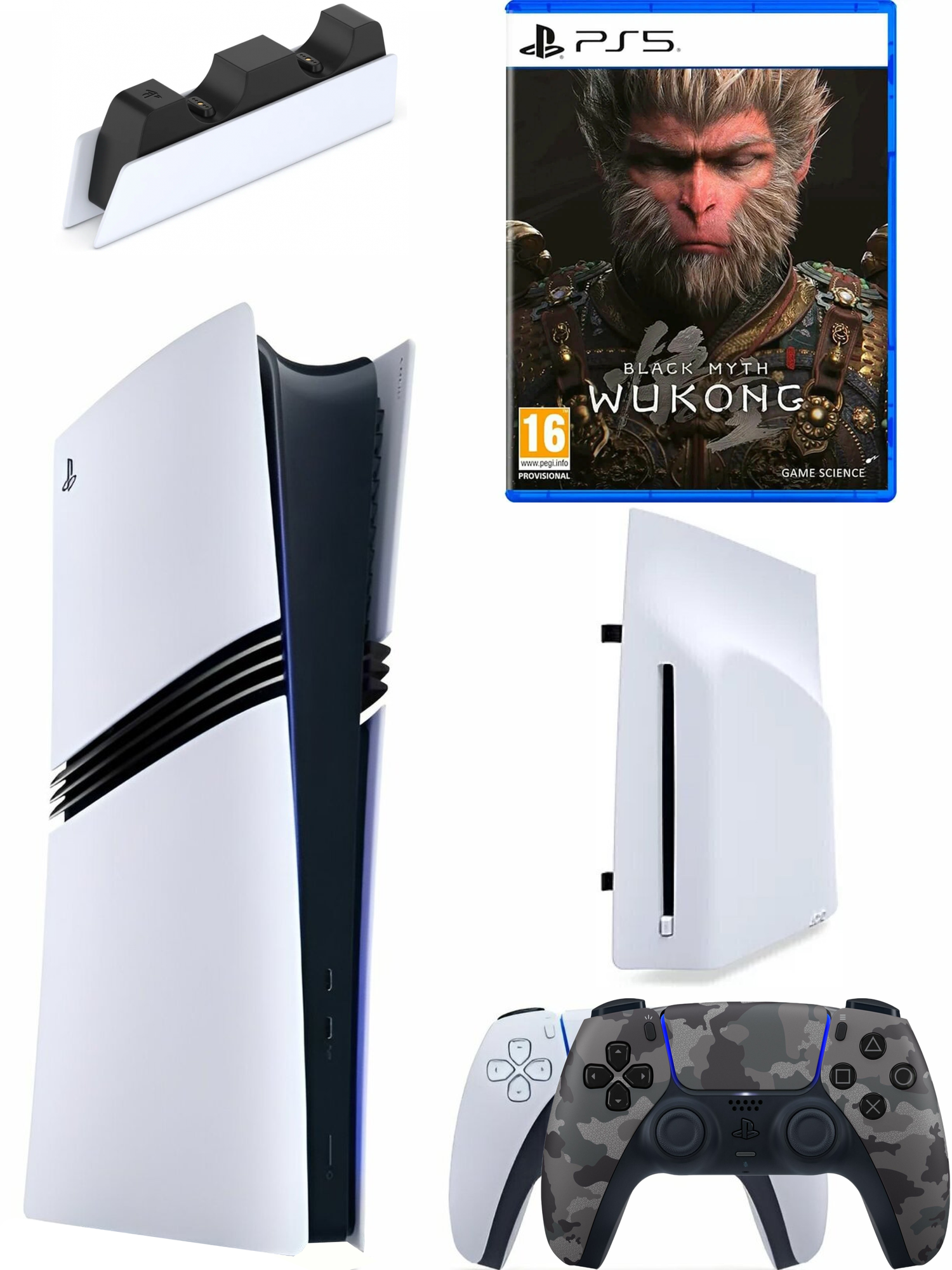 Игровая приставка Sony PS 5 Pro Digital Edition+Зарядная станция+ Дисковод +2-ой геймпад+Black Myth: Wukong, 2Tb SSD