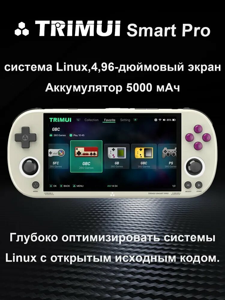 TRIMUI Smart Pro Портативная игровая консоль ГБ, серый цвет — 4,96-дюймовый IPS-экран высокой четкости, система LINUX с открытым исходным кодом
