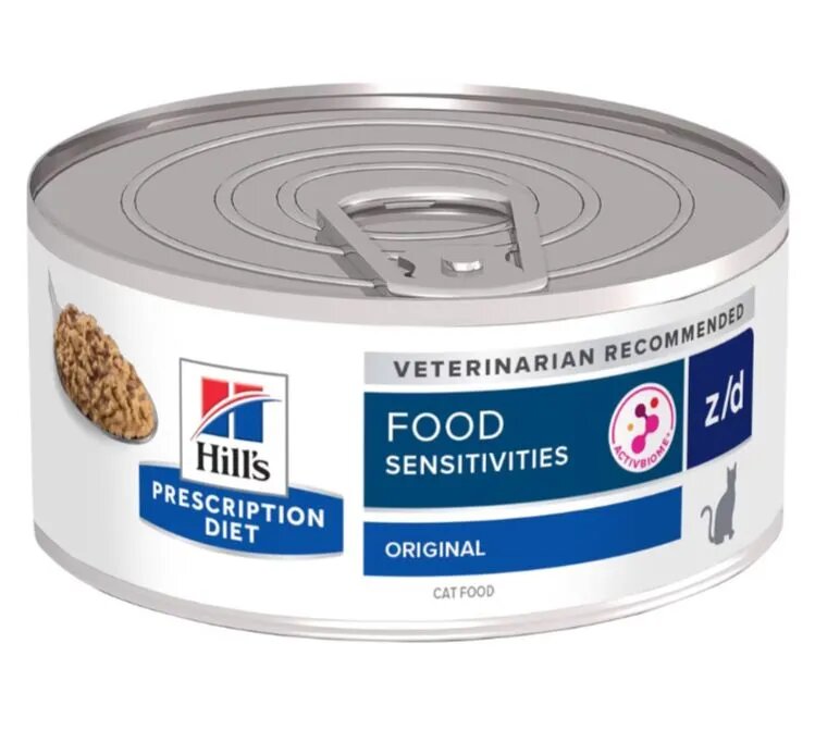 Hills z/d Food Sensitivities, влажный консервированный корм для кошек, при пищевой аллергии, 156 г 1шт