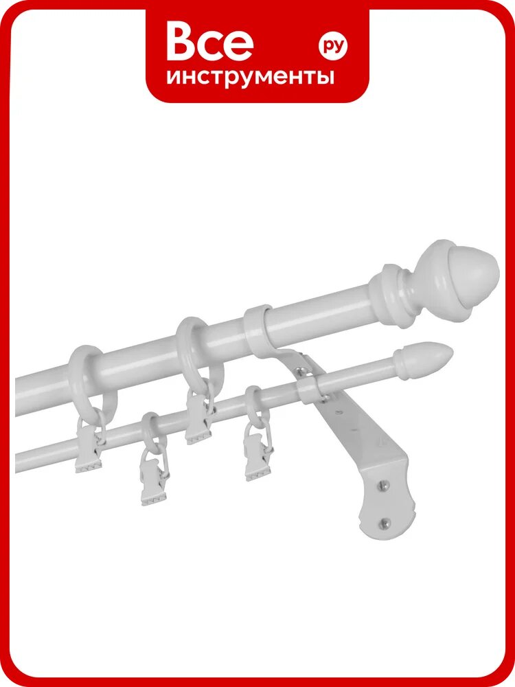 Двухрядный карниз Арт-Декор D20 D10 белый 200 см металл CLASSIC 4620748740028