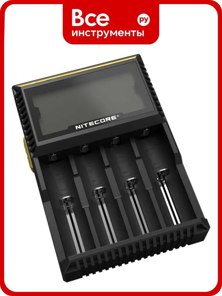 Зарядное устройство Nitecore D4 18650/16340 на 4АКБ Intellicharge V2 Совместим с Li-ion и Ni-MH/Ni-Cd аккумуляторами с автоматическим определением 11480