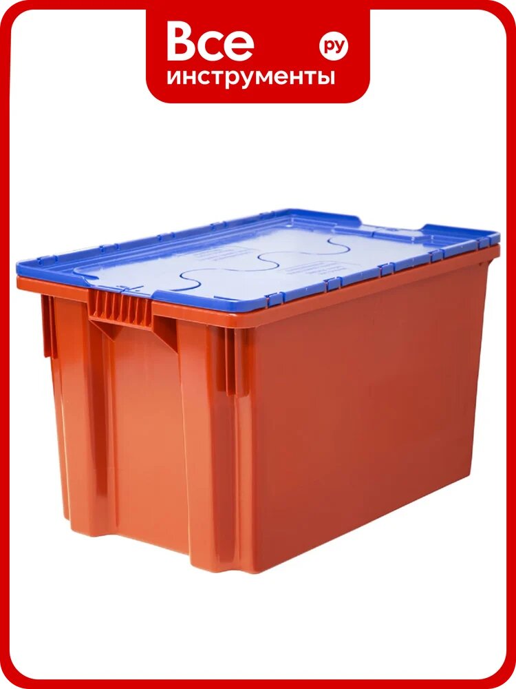 Ящик Тара. ру п/э 600х400х350 сплошной, с синей крышкой, Safe PRO, красный