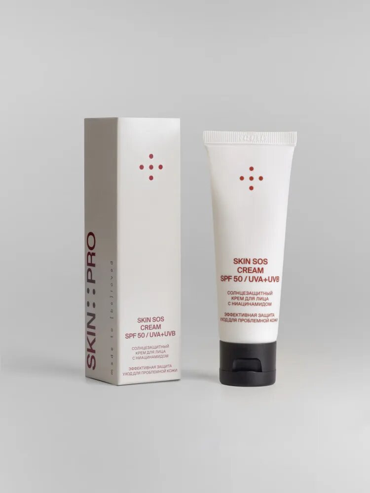 Солнцезащитный крем SkinSos для лица SPF 50+/UVA+UVB с ниацинамидом от Skinprobiotic