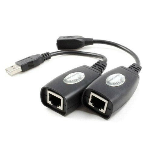 Кабель для подключения периферийных устройств USB-A M/F по витой паре Cablexpert USB AM-AF/RJ45Fx2 - кабель до 30м чёрный