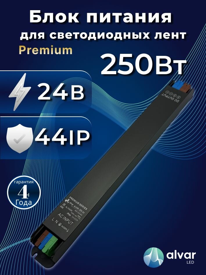 24В 250Вт IP44 Premium, блок питания для светодиодных лент, сверхтонкий