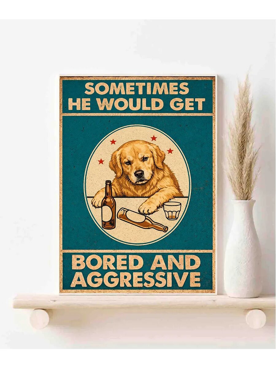 Золотистый ретривер, Bored And Aggressive, Плакат 30x42см