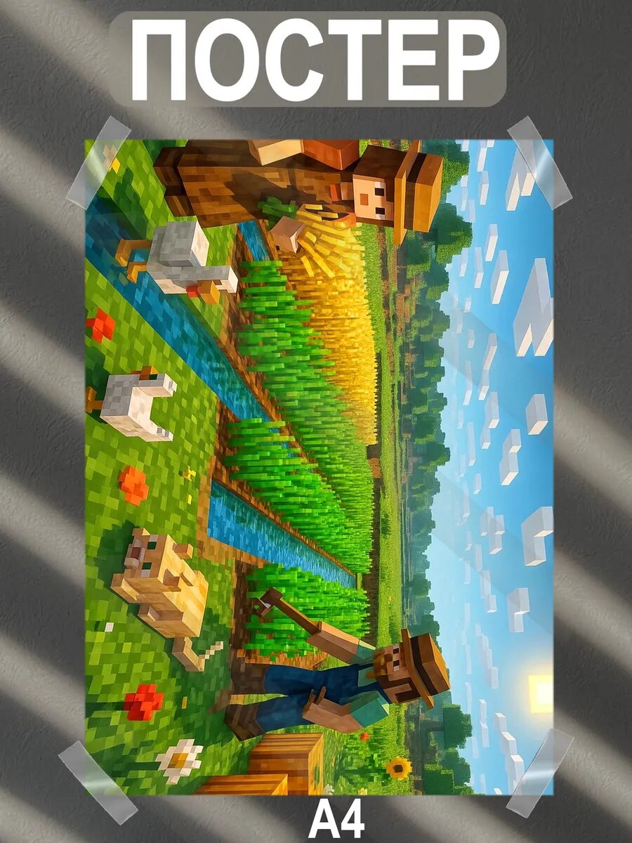 Постер интерьерный на стену а4 minecraft