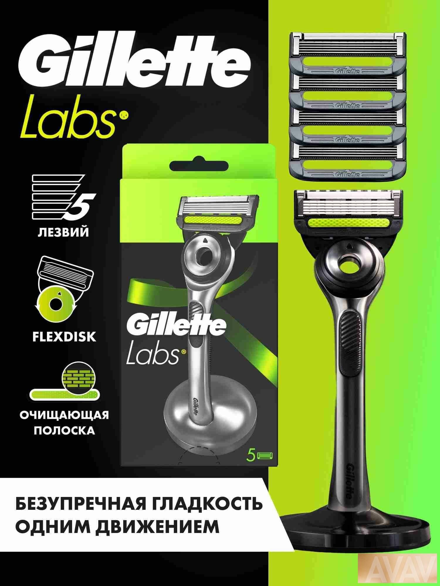 Мужская бритва Labs с 5 кассетами и подставкой для бритвы для бритья сменные кассеты