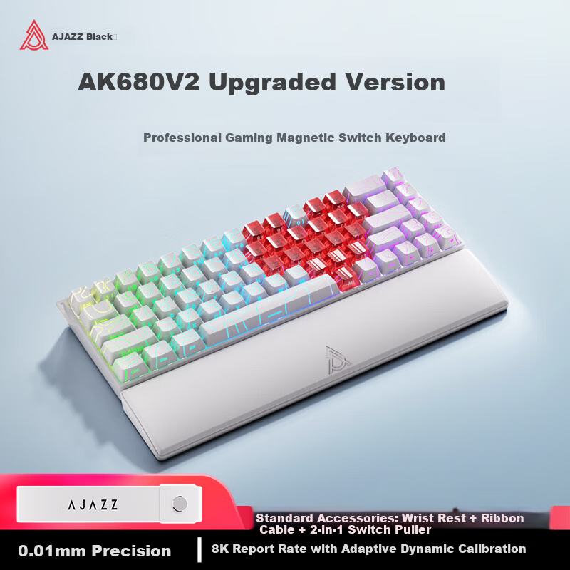 AJAZZ AK680V2 Магнитная переключателя кастомизируемая RGB игровая клавиатура 8K частота опроса 0.01с отклик для