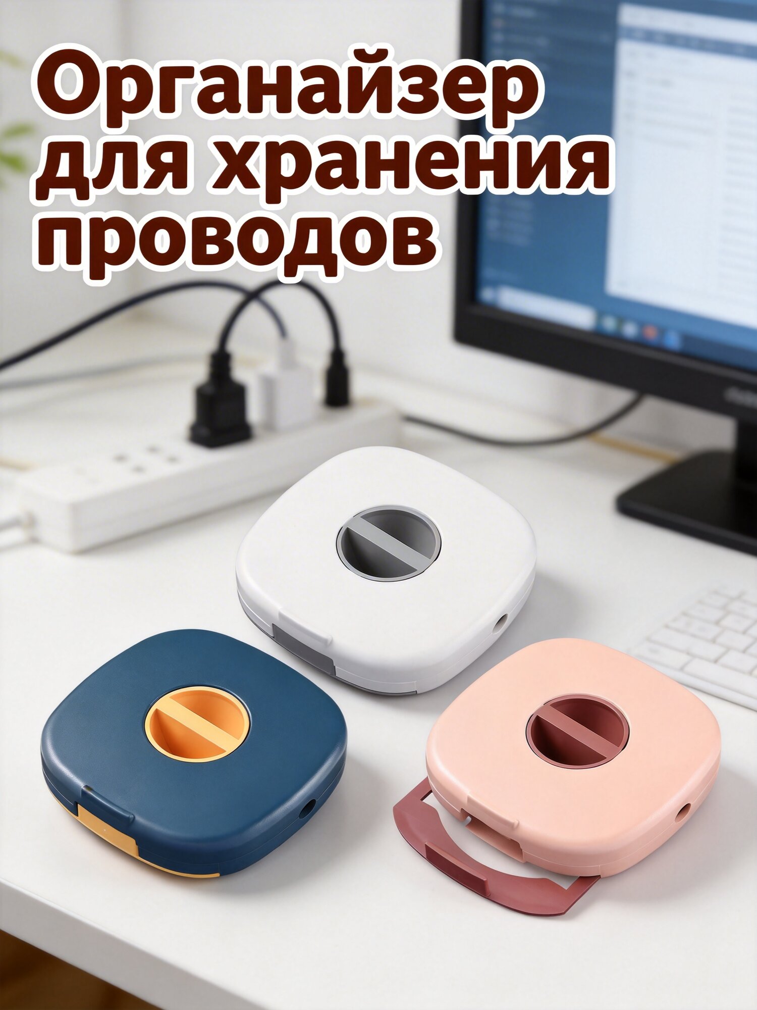 Органайзер Для Кабелей 3 Шт Креативный Спиральный Держатель Для Наушников И Charging Кабелей В Разных Цветах