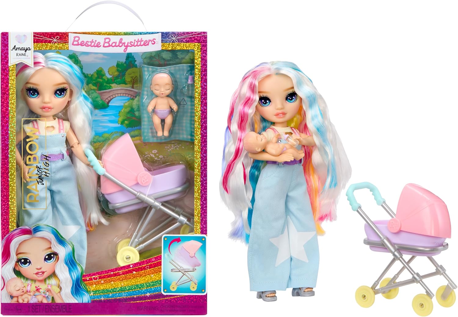 Кукла Rainbow High Junior High: Bestie Babysitters - Кукла Амайя Рейн "Лучшие подружки-няни" с аксессуарами - Рейнбоу Хай 248477