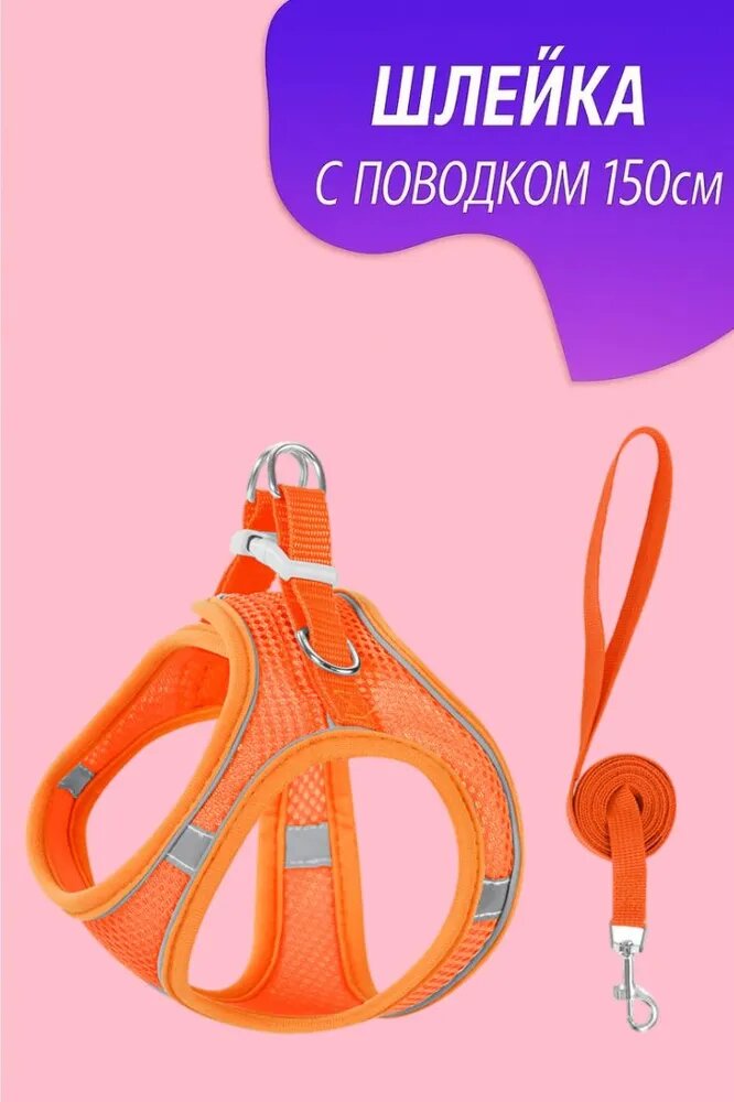 Шлейка для кошек и собак с поводком амуниция прогулки