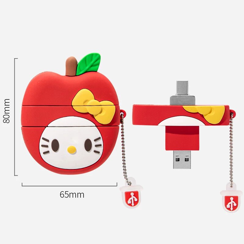 Флешка для телефона Cartoon Kitty с двумя интерфейсами (USB и Type-C), совместимая с Apple и компьютерами, для iPhone