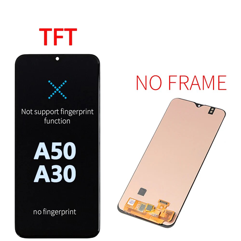 AMOLED-дисплей Для Samsung Galaxy A50 A505F И A30 A305F: Сенсорный Экран-дигитайзер, TFT NO Frame