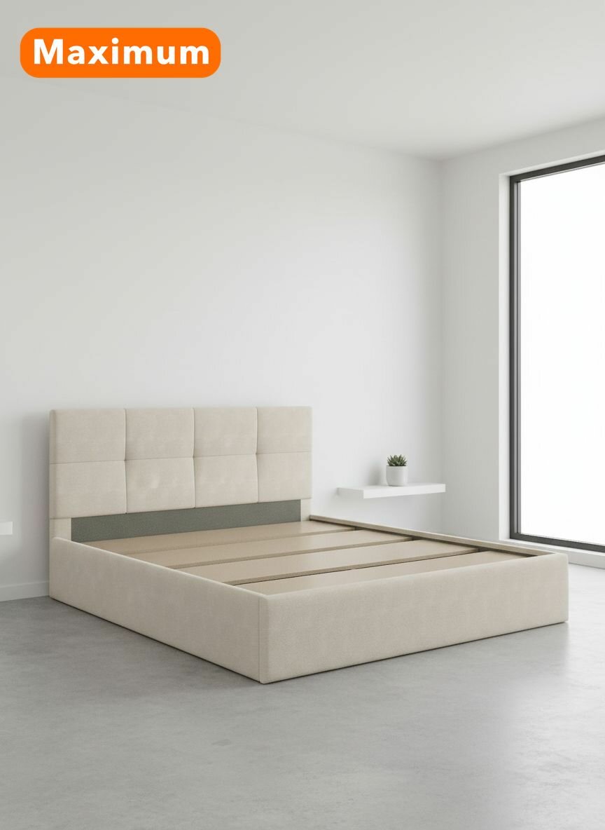 Кровать с основанием двойная №4, Бежевый