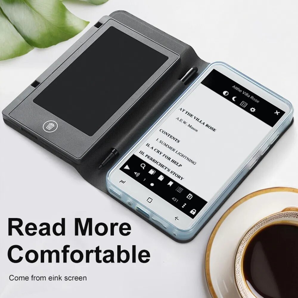 5" Электронная книга с адаптивной подсветкой, белая, с обложкой и стилусом, Wi-Fi, Bluetooth