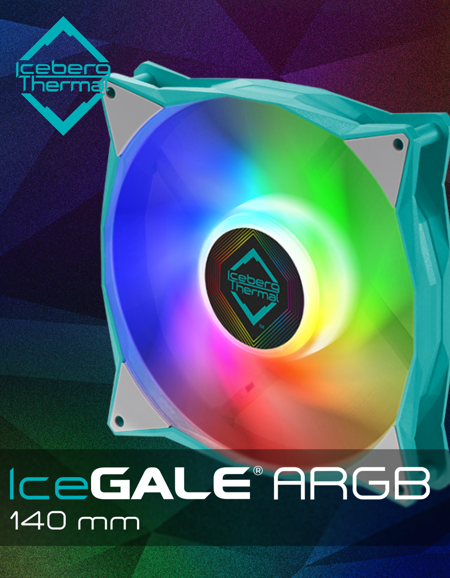 Вентилятор для корпуса Iceberg Thermal IceGALE 140 A-RGB Teal