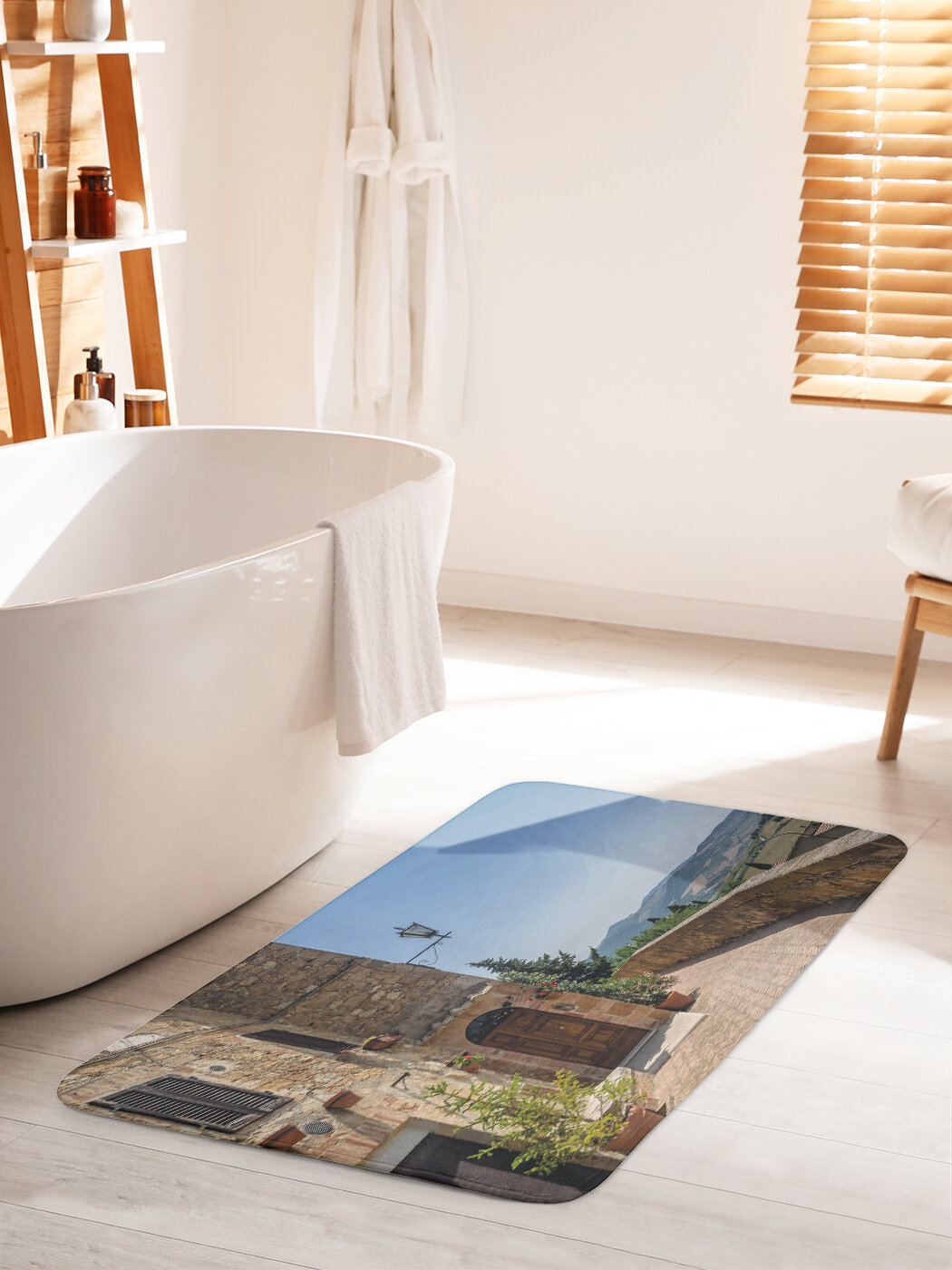 Коврик для ванной комнаты и туалета противоскользящий "Каменная дорога" 60х100 см, JoyArty