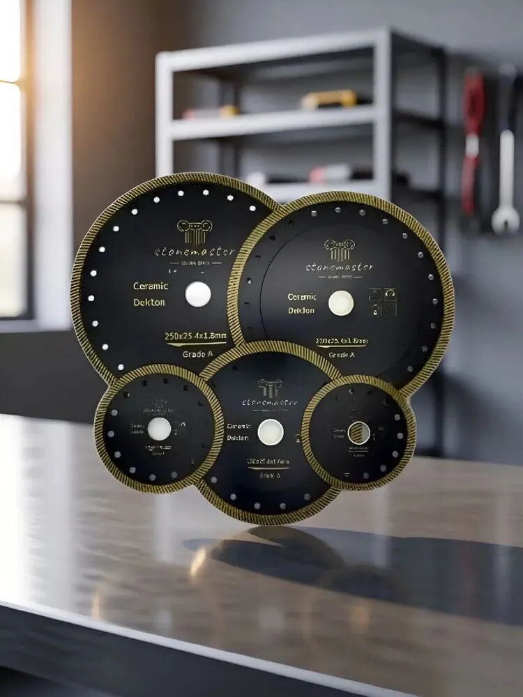 Диск алмазный Turbo по керамике/дектону/мрамору/граниту STONEMASTER Golden Discs Д180/1.6/12/25.4мм для плиткореза/УШМ