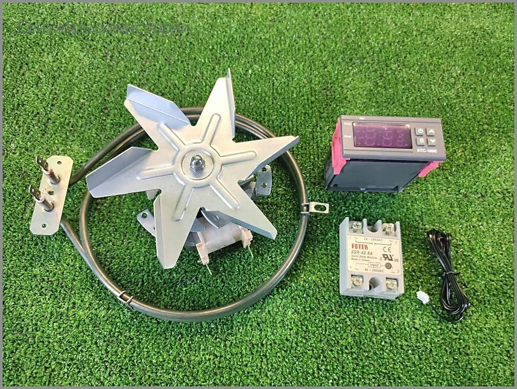 Набор конвекции коптильни №9. Вентилятор ось 22мм, STC1000, ТЭН 2кВт, твердотел 8кВт