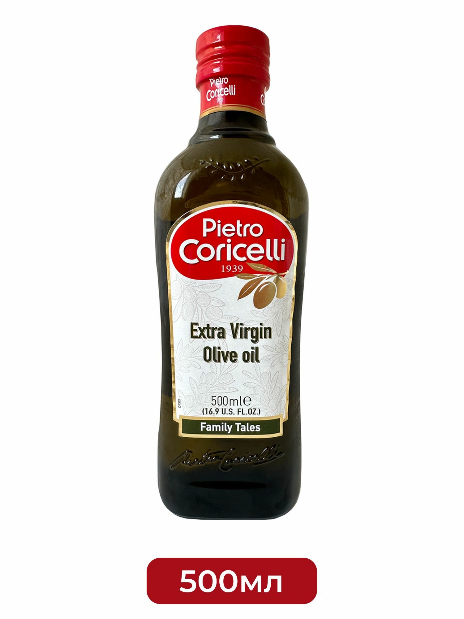 Масло оливковое Pietro Coricelli Extra Virgin нерафинированное, стекло, 500мл