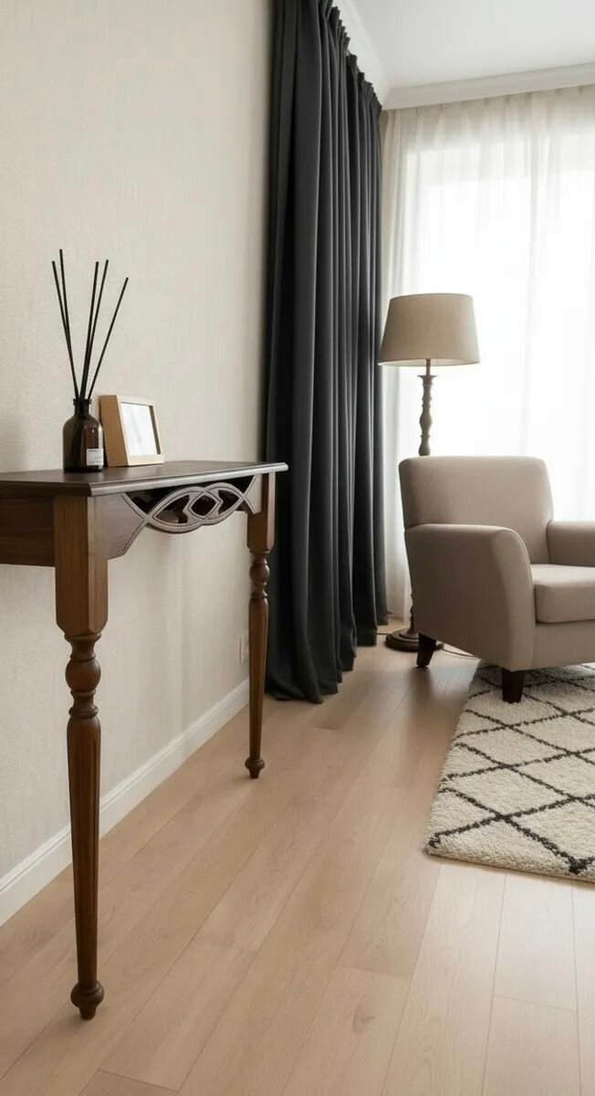 Консольный столик, туалетный столик узкий приставной деревянный 900х200