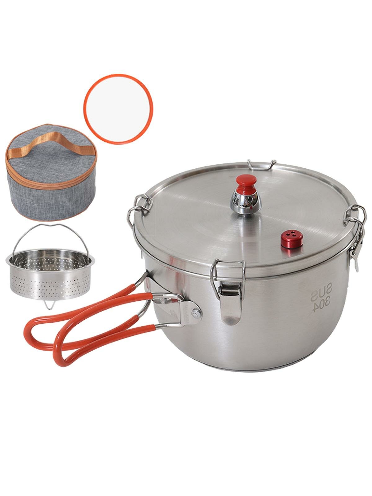 Походная Посуда для Плиты-Скороварки из Нержавеющей Стали со Складной Ручкой