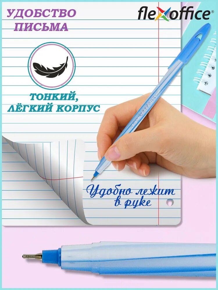 Набор шариковых ручек "Flexoffice Candee", синие чернила, 12 штук — фото 1