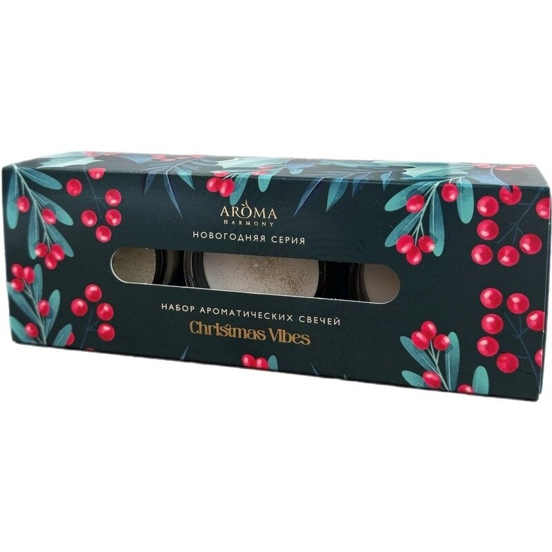 Набор свечей Aroma Harmony Рождественские флюиды, 3 шт по 60 г, праздничный аромат