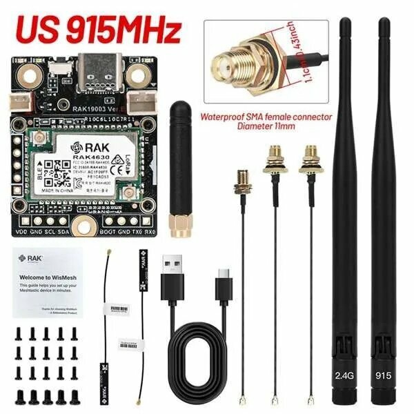 915 МГц Meshtastic Meshcore Node Repeater WisMesh RP2040 Kit RAK 19003 Board +RAK11310 Wisblock Core Module Lora Mesh