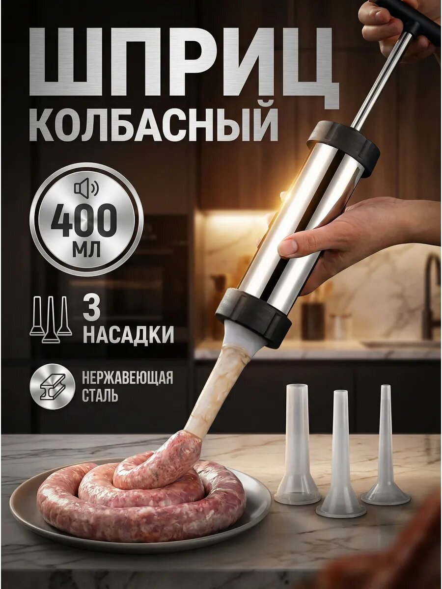 Шприц ручной колбасный для сосисок, колбасы