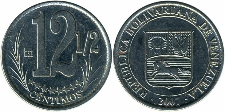 Венесуэла 12,5 сентимо, 2007 Герб XF