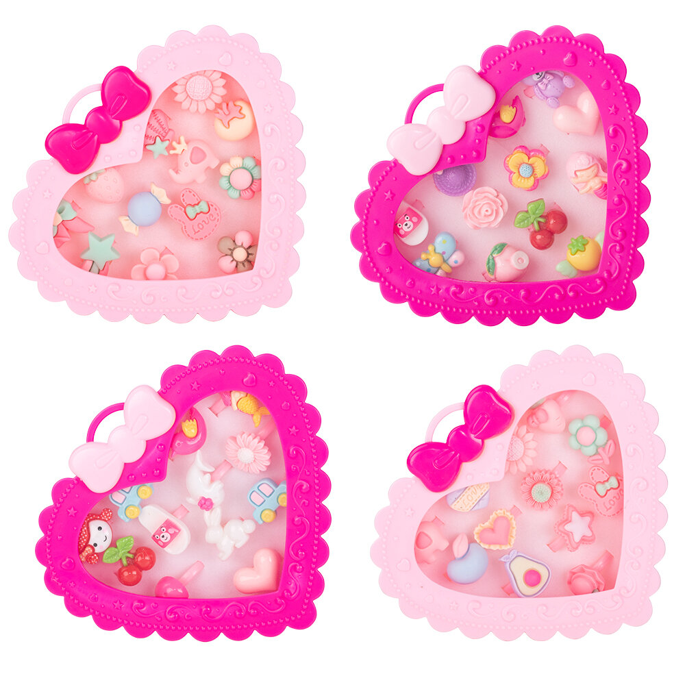 Набор детских колечек Dream Makers 2363-130D, в коробке-сердце, пластмассовые, для девочек