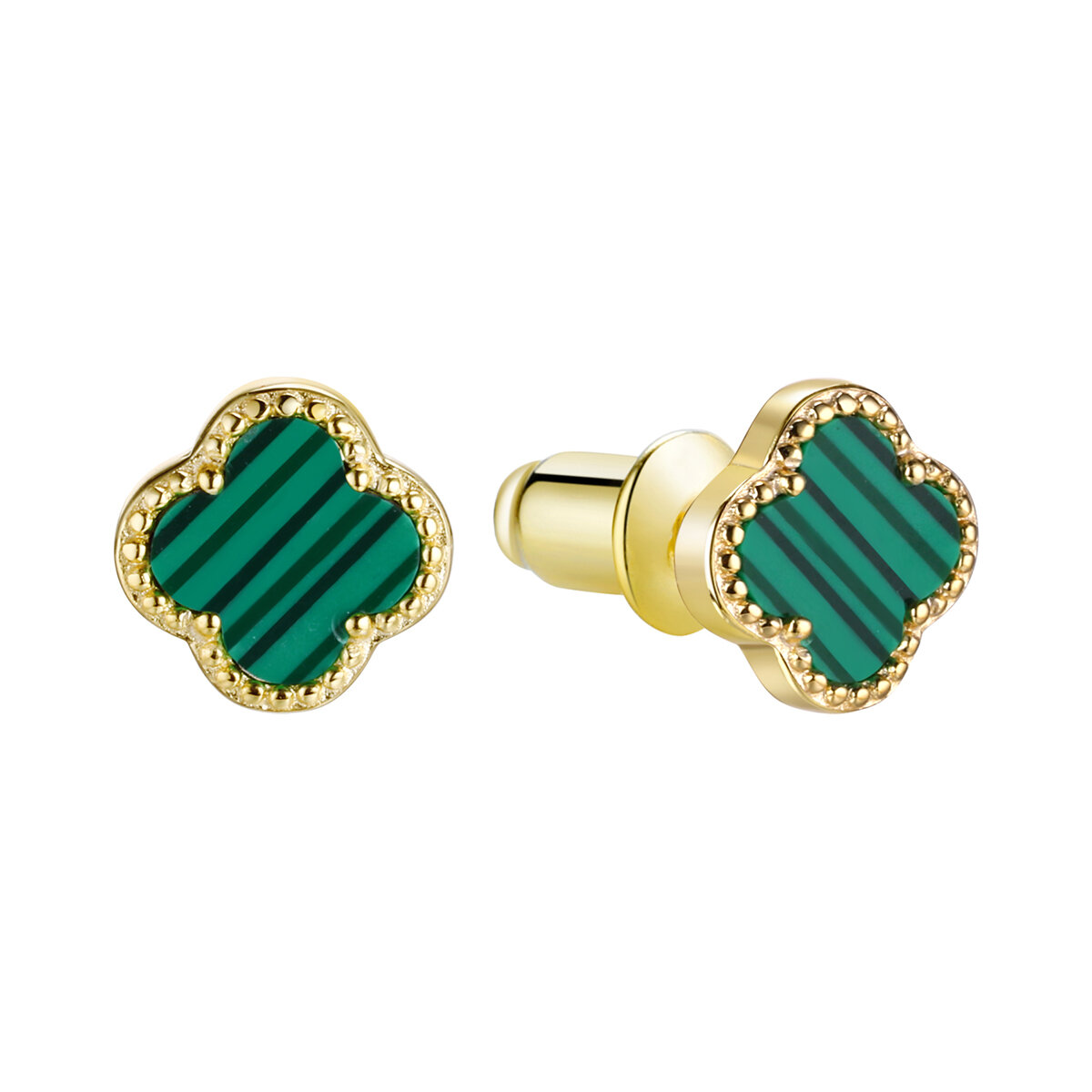 Серьги, серебро, 925 проба, малахит