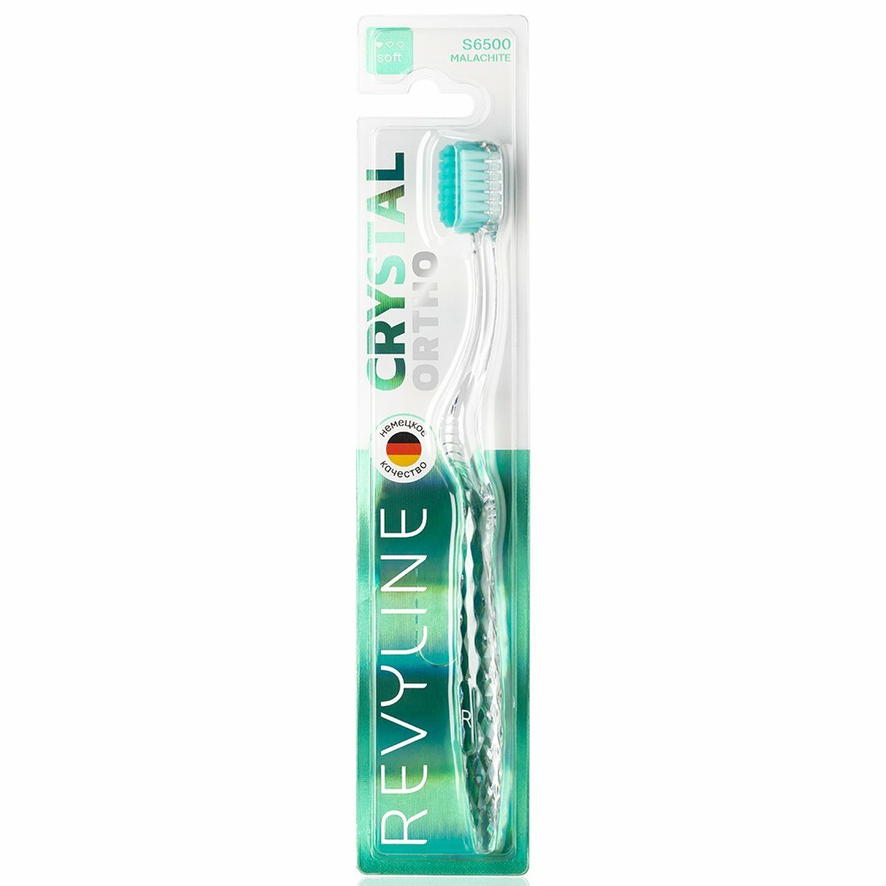 Зубная щётка Revyline S6500 Crystal Ortho Malachite, ортодонтическая