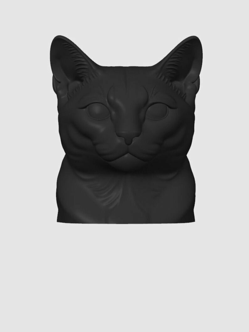 Эксклюзив! Статуэтка кошки - Русская голубая (10 см, черный) - Милый друг, подарок, талисман