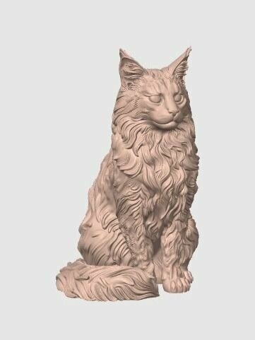 Эксклюзив! Ростовая статуэтка кошки - Мейн-кун (10 см, бежевый матовый) - Милый друг, подарок, талисман