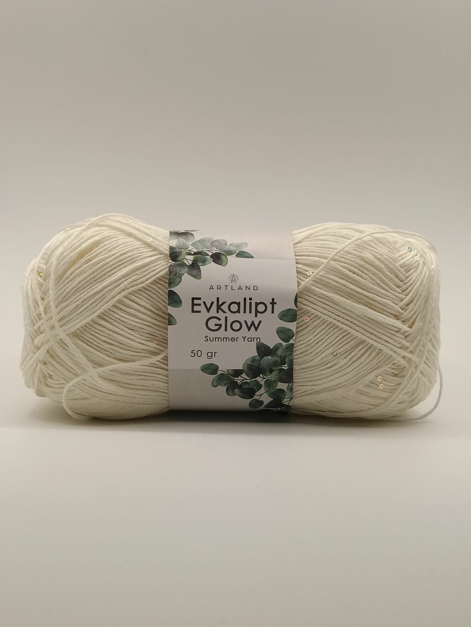 Пряжа Artland Evkalipt Glow 20 (50г/175м, упаковка 5 мотков) молочный