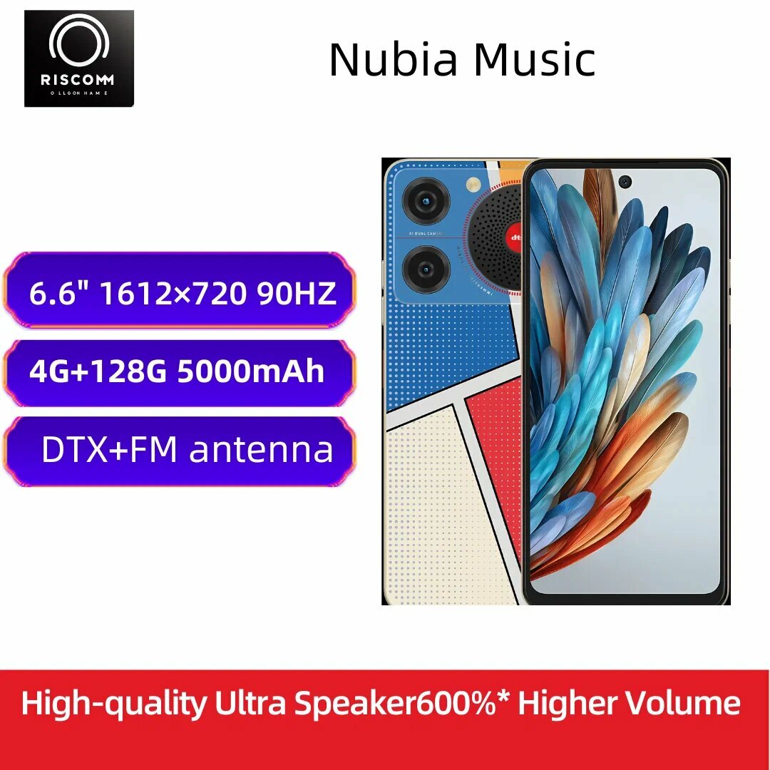 Смартфон Nubia Music 6.6" HD/4G128G 5000mAh Dual Sim Android Поддержка русского языка и сервисов Google
