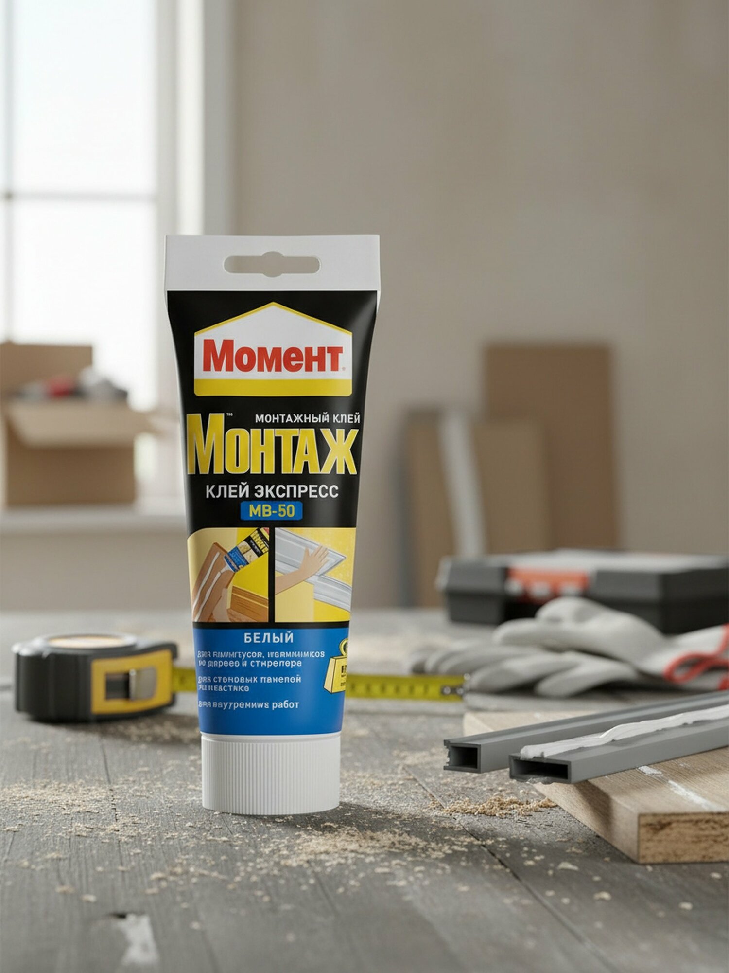 Жидкие гвозди Момент, Экспресс МВ-50, 250 г, универсальные, белые, 600617