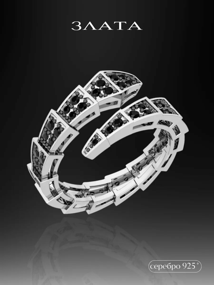 Кольцо, 925 проба, родирование, фианит